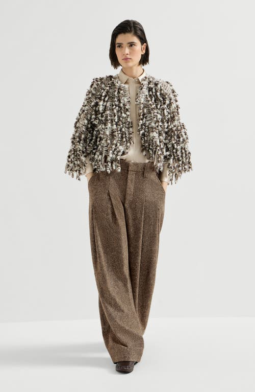BRUNELLO CUCINELLI Brunello Cucinelli Virgin Wool Donegal Pleated Barrel Trousers with Monili